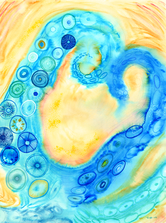 Blue Abstract Octopus #02 - Print » Artwork Nicole Hanusek